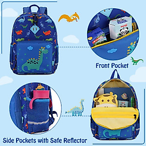 Kids Backpack,VONXURY Cute Lightweight Toddler Preschool Backpack for Little Boys Girls with Chest Buckle,Blue Dinosaur