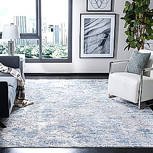 SAFAVIEH Amelia Collection Area Rug - 10' x 14', Grey & Blue, Modern Abstract Design, Non-Shedding & Easy Care, Ideal for High Traffic Areas in Living Room, Bedroom (ALA705F)