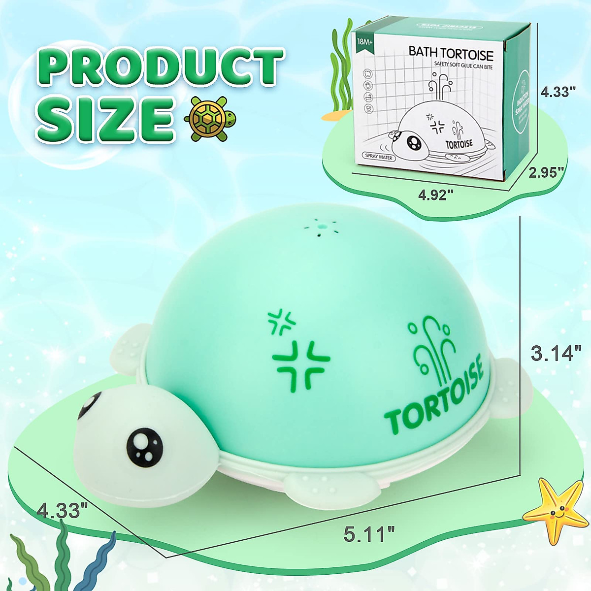 OENUX Baby Bath Toys,Spray Water Bath Toys for Toddlers,Light Up Bathtub Toys with LED Light,Auto Induction Sprinkler Swimming,Pool,Bathroom,Shower Water Toys for Infant,Boys,Girls Kids Age 1-3