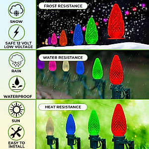 C9 LED Replacement Bulb by MIK Solutions (Pack of 25) LED Blue Replacement Christmas Light Bulbs Faceted Retrofit Candle Shape Commercial Grade E17 Socket Roof Lights Bulbs