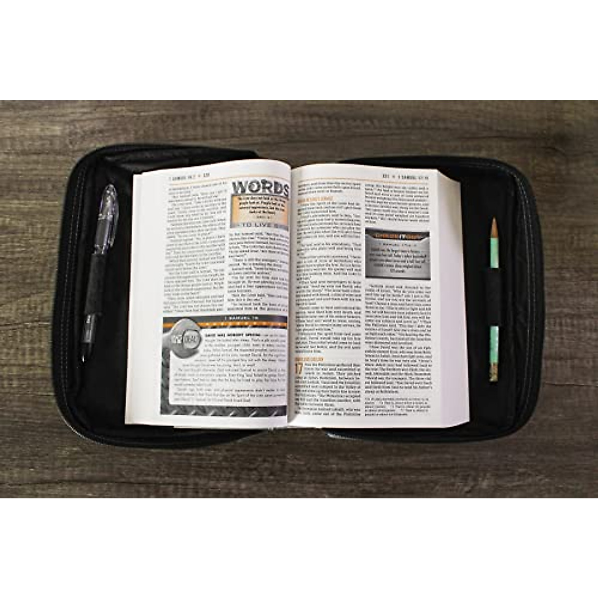 Bible Cover for Boys, Zippered, with Handle, Canvas, Gray, Medium