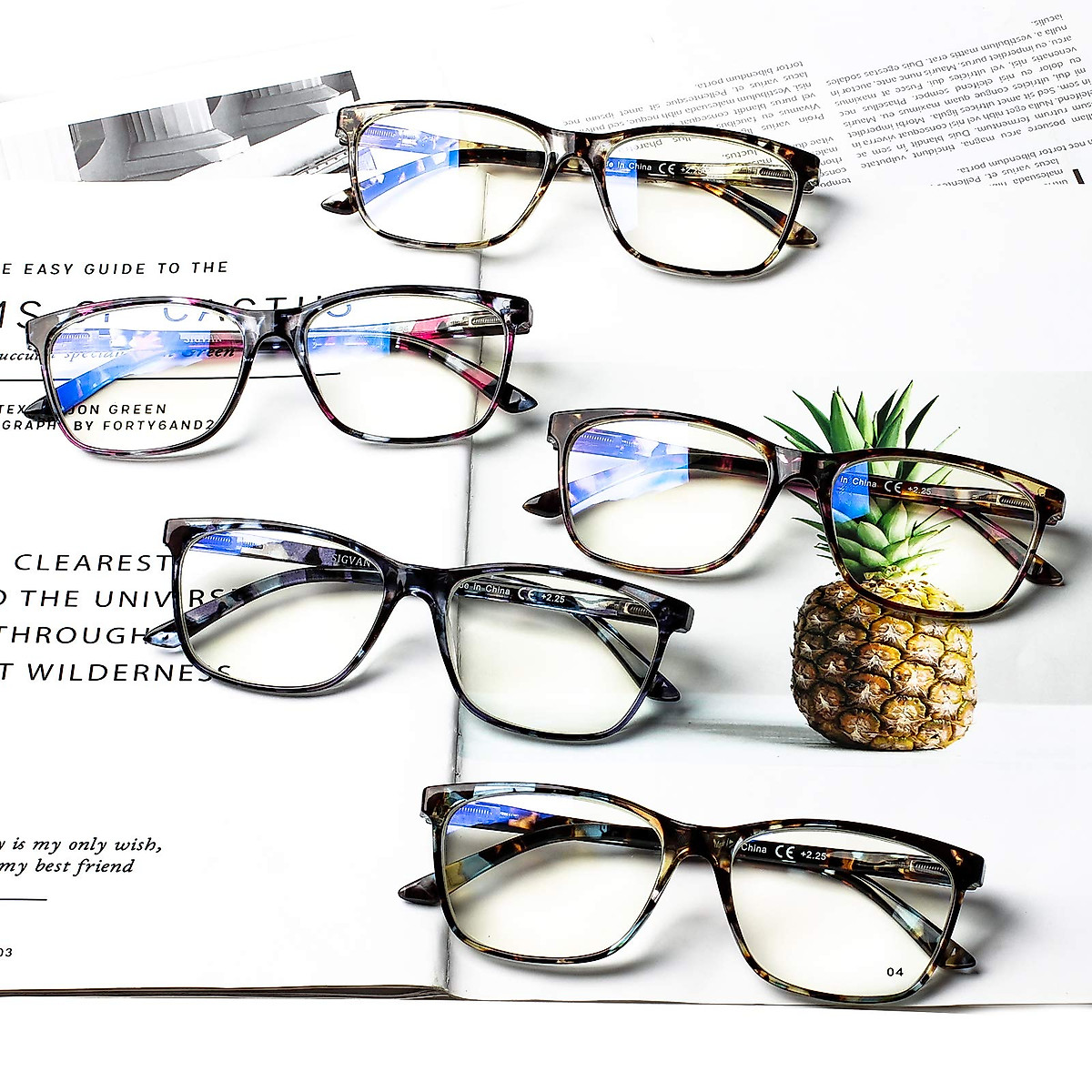 SIGVAN Ladies Reading Glasses Blue Light Blocking Spring Hinge Fashion Pattern Print Eyeglasses for Women (multicolour, 2.00)