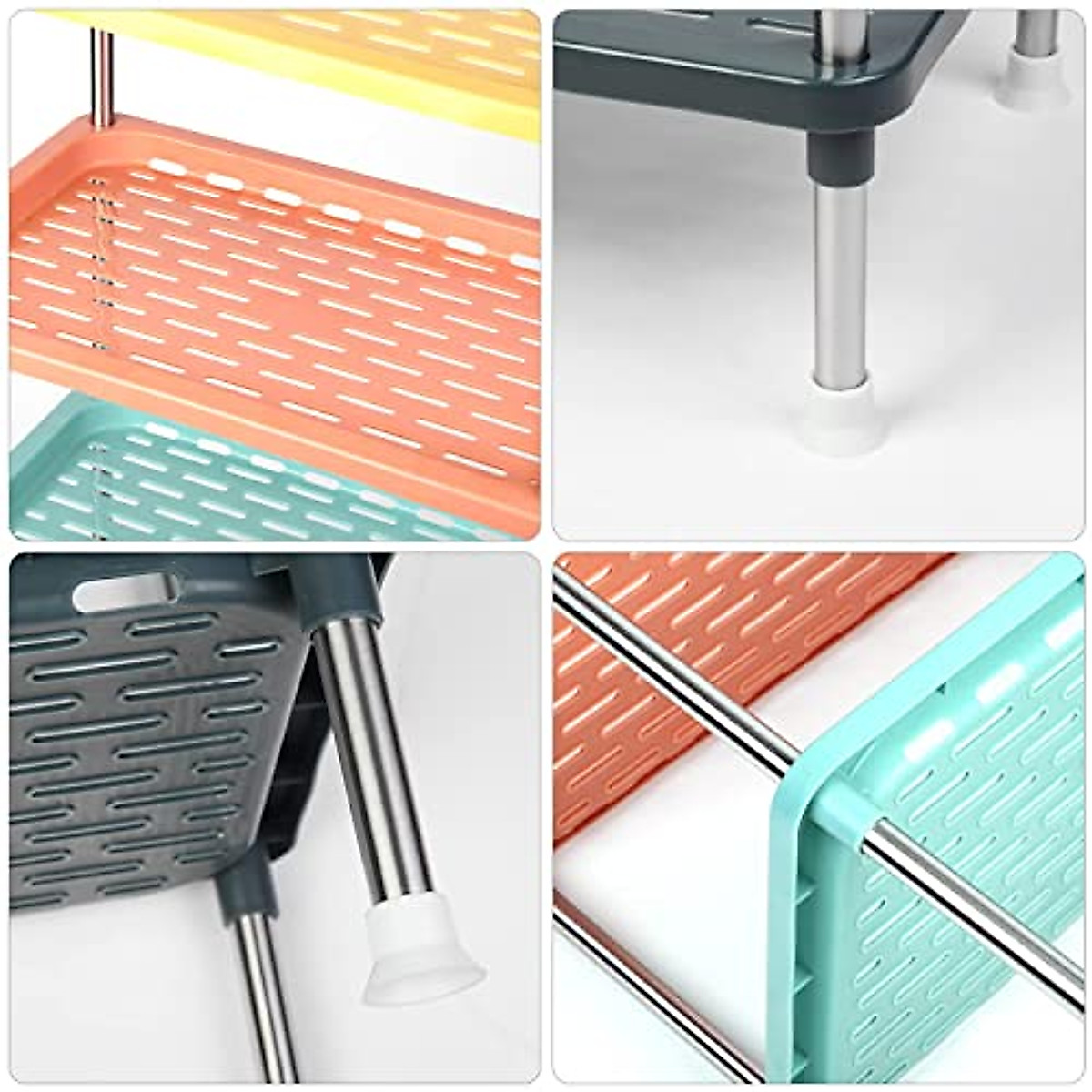 ruishetop 4-Tier Multicolor Plastic Storage Rack Easy Assembly Space Saving for Kitchen,Laundry Room,Bathroom