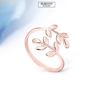 ELBLUVF Stainless Steel 18k Rose Gold Plated Leaves Leaf Laurel Adjustable Branch Ring Jewelry for Women