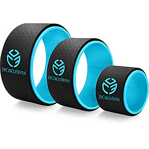 UpCircleSeven Yoga Wheel Set - Strongest & Most Comfortable Dharma Yoga Prop Wheel, 3 Pack for Back Pain Stretching & Backbends (12, 10, 6 inch) (Blue)