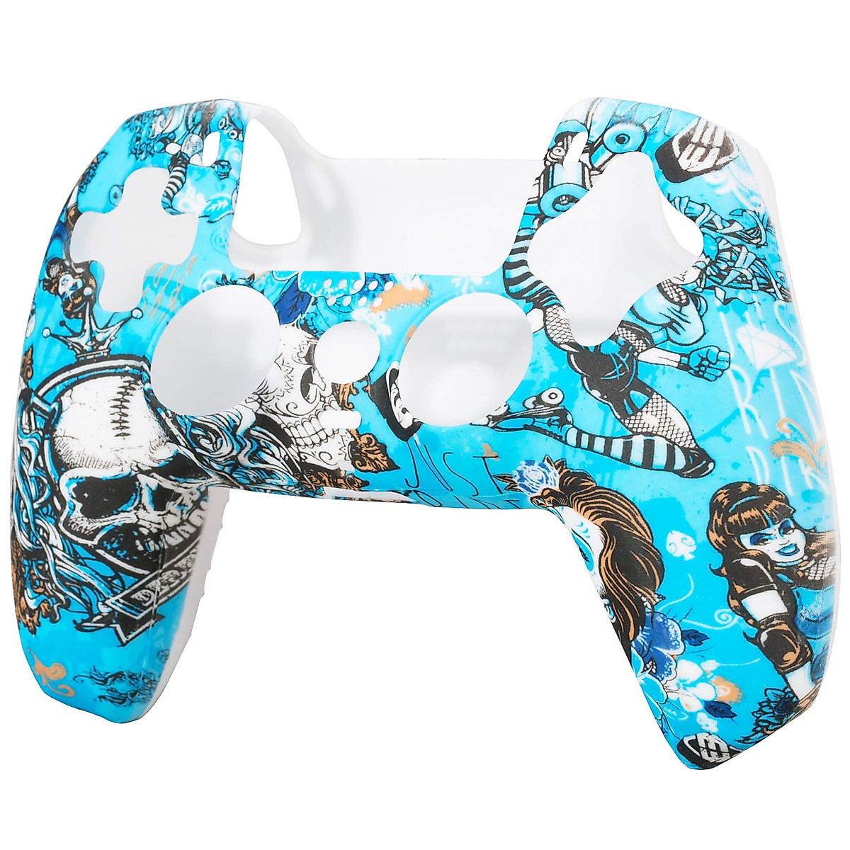 9CDeer 1 Piece of Silicone Transfer Print Protective Cover Skin + 10 Thumb Grips for PlayStation 5 / PS5 Controller Sorceress
