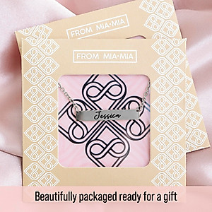 Personalized bar necklace for women, custom engraved stainless steel name plate necklace gift gold, silver and rose gold for mothers day, coordinates, dates, roman numeral, friendship, christmas