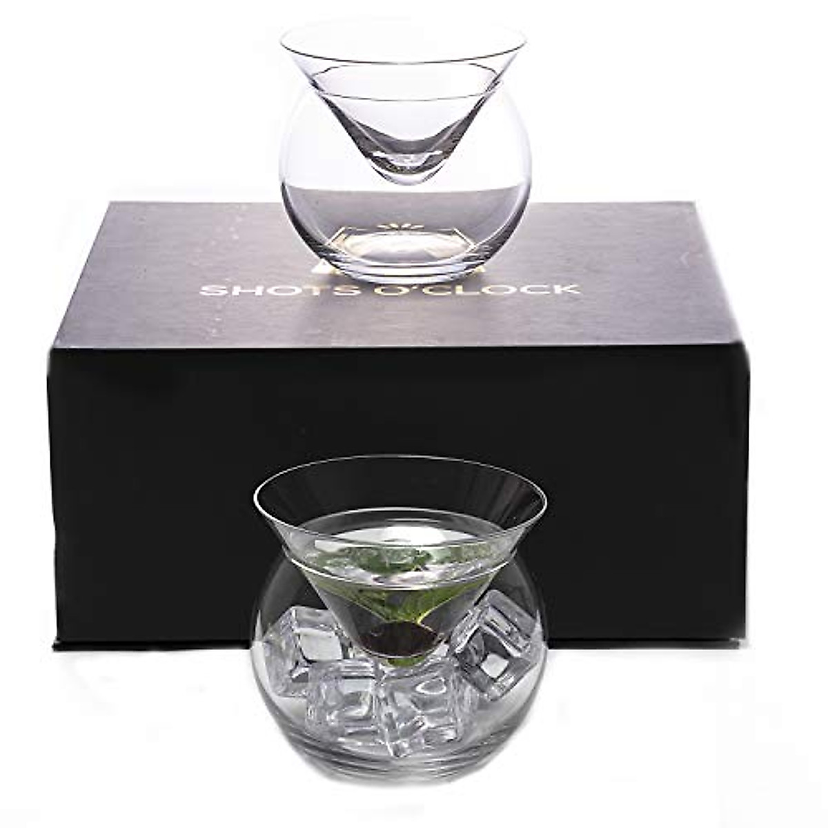 LEMONSODA Stemless Martini Glasses with Chiller Set of 2 - Elegant Cocktail Glass Set with Server Bowl - Beautiful Bar Martini Gift Set for Margarita, Manhattan Cocktails | SC2025