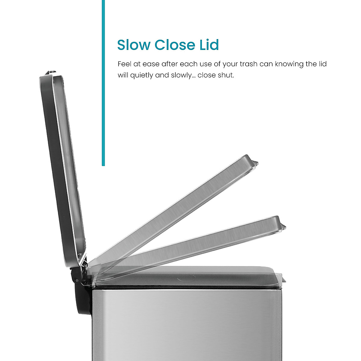 Home Zone Living 4.4 Gallon Slim Kitchen Trash Can, Stainless Steel, Step Pedal, 16.7 Liter