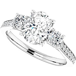 Moissanite World 3-Stone Moissanite Ring Oval 2.0CT, Moissanite Engagement Ring/Moissanite Wedding Ring/Moissanite Bridal Ring Set 925 Sterling Silver Perfact for Gift Or As You Want (7)