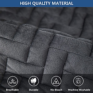 Eismodra Couch Cover,Sofa Cover,Armrest Covers,Backrest Covers,Anti-Slip Armchair Slipcovers for Dogs Cats Pet Loveseat Recliner Leather L Shaped,Dark Gray 28 x 28 Inches (Only 1 Piece)