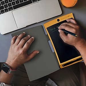 Boogie Board Jot Reusable Writing Tablet for Adults, 8.5 Digital Notebook with Instant Erase, Digital Notepad with Magnets, Note Taking Tablet for Work or School, Gold with Protective Folio
