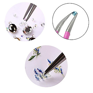 ZeroZ 2 Pcs Stainless Steel Tweezers for Eyelash Extensions Precision Electronics Nail Sticker Rhinestone Jewelry Anti-Static Non-Magnetic (Pink)
