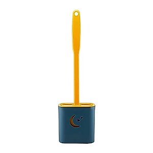 Compact Brush Toilet Brush Silicone Brush Head Toilet Cleaner Brush Home Bathroom Toilet Bowl Brush and Holder Set