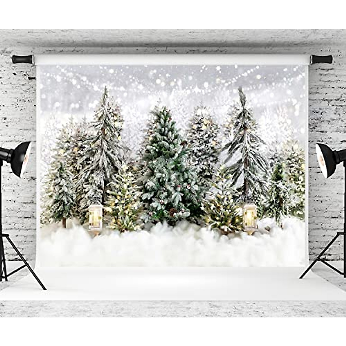 Kate 7×5ft Christmas Photo Backdrop Winter Christmas Tree Flashing White Snow Forest Christmas Party Decoration Portrait Photography Tomguncies Photos Video
