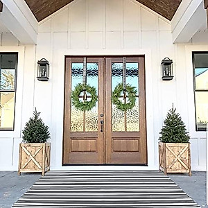 Black and White Striped Outdoor Indoor Rug 4' X 6' Front Porch Rug Cotton Hand-Woven Welcome Mats Layered Door Mats for Front Porch/Entryway/Laundry Room/Bedroom/Outdoor (4' X 6')