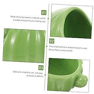 Parliky Ceramic Hamster Bathtub Sturdy Sand Bath Container for Small Pets Reusable Compact Design for Hamsters Chinchillas and Gerbils Durable Bathroom Supplies for Daily Use