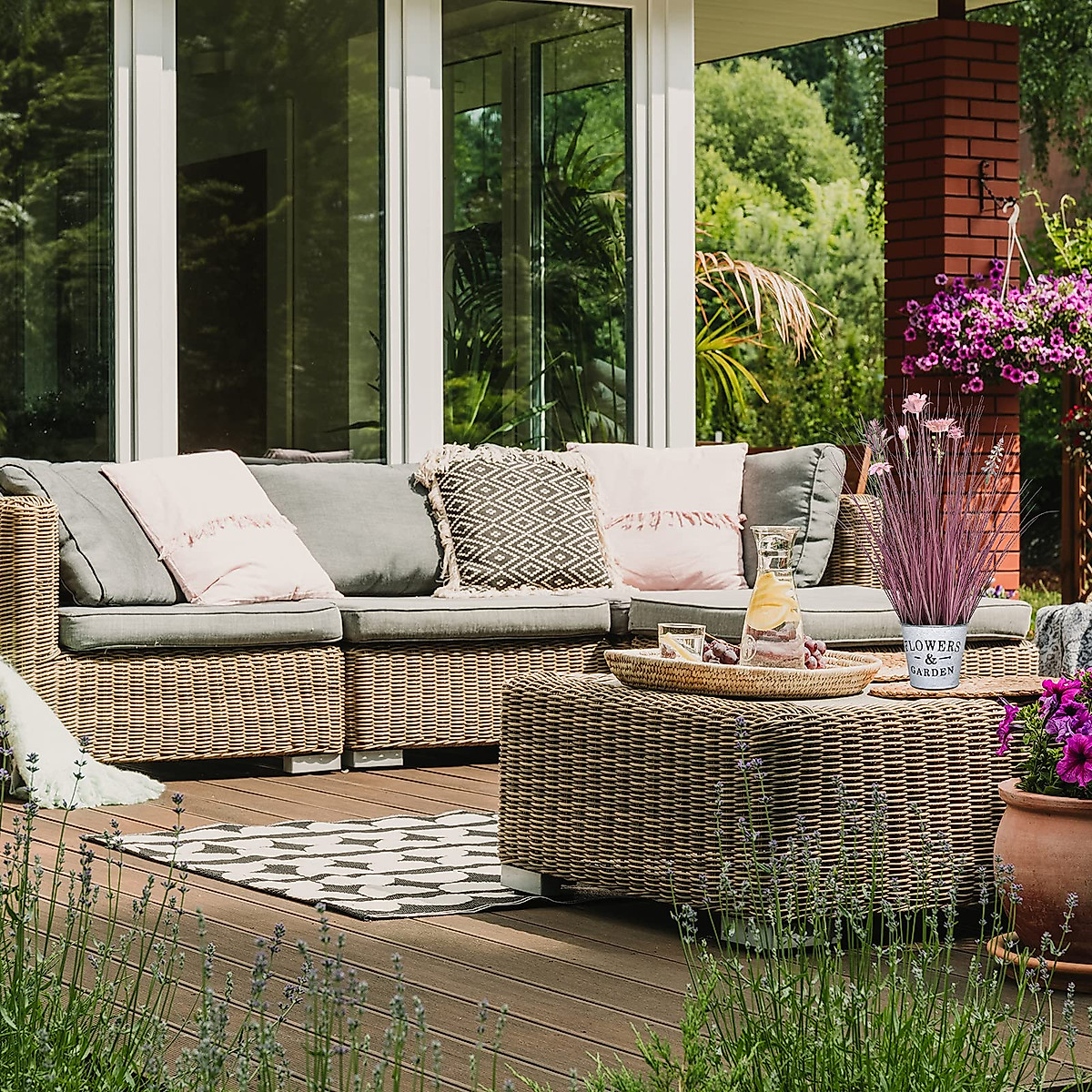 luxsego Artificial Flowers Plants with Pot - 18.9 Inch Fake Gardenia & Chrysanthemum Flowers Realistic Plants Decor, Faux Plastic Flowers for Home, Office, Garden, Farmhouse, Window Decor(Purple)