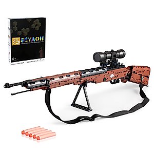 Seyaom DIY Building Blocks Model Toy, Simulation Handheld Shooting Toy, Model Kit Building Blocks Gun, Blaster Building Bricks Model Set (98K Mauser Rifle)(653pcs)