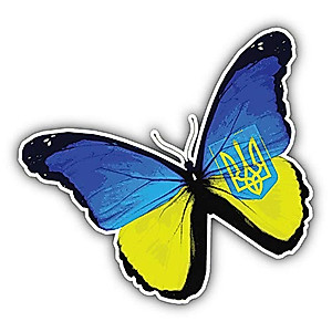 KW Vinyl Magnet Ukraine Grunge Flag Butterfly Truck Car Magnet Bumper Sticker Magnetic 5"