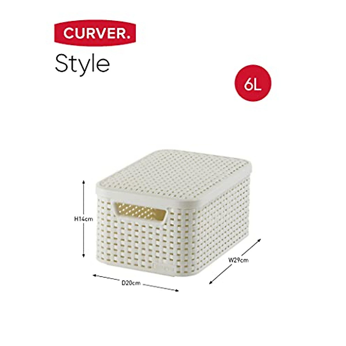 Curver Aspect Rotin Style 205839 Storage with Second-Generation Lid Polypropylene, Off-White, Small