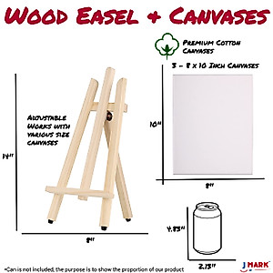 J MARK Canvas and Paint Set – 39 Pcs Set, 24 Acrylic Paints, Canvases, Palette, Table Easel and More