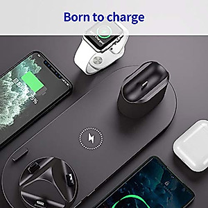 Wireless Charging Station, TZONOO 6 in 1 Fast Charging Stand for Multiple Devices, Apple Watch Series 6/SE/5/4/3/2, AirPods Pro, iPhone 14/14pro/13/13 Pro/12/12 Pro/11 Series/XS Max(Black)