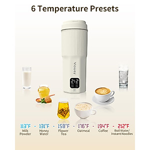 Travel Electric Kettle, 450ml/15.2oz & 316 Stainless Steel Mini Portable Coffee Tea Kettle with 6 Temperature Settings, 100V-240V Small Water Boiler, Auto Shut-off, Boil Dry Protection, BPA-Free