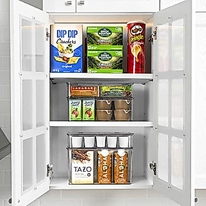 Sorbus Sturdy Plastic Storage Bins with Lid- Stackable Refrigerator Organizer Bins- MultiPurpose Versatile Lightweight Pantry Organizer- Perfect Cabinet Organizer and Storage for Kitchen- 2 Pack (S,M)