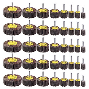 40 Pack 1/4" Abrasive Flap Wheel Sander Set, Rocaris 80 Grit Aluminum Oxide Flap Wheels Cylindrical Shape Sanding Wheel, 8 Sizes