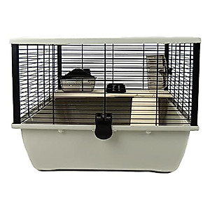 Little Friends Grosvenor Rat and Hamster Cage with Wooden Shelf and Ladder, Large, 77 x 47 x 36 cm, Silver/ Black
