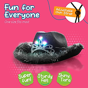 Windy City Novelties LED Light-Up Cowboy Hat with Blinking Tiara (Black)