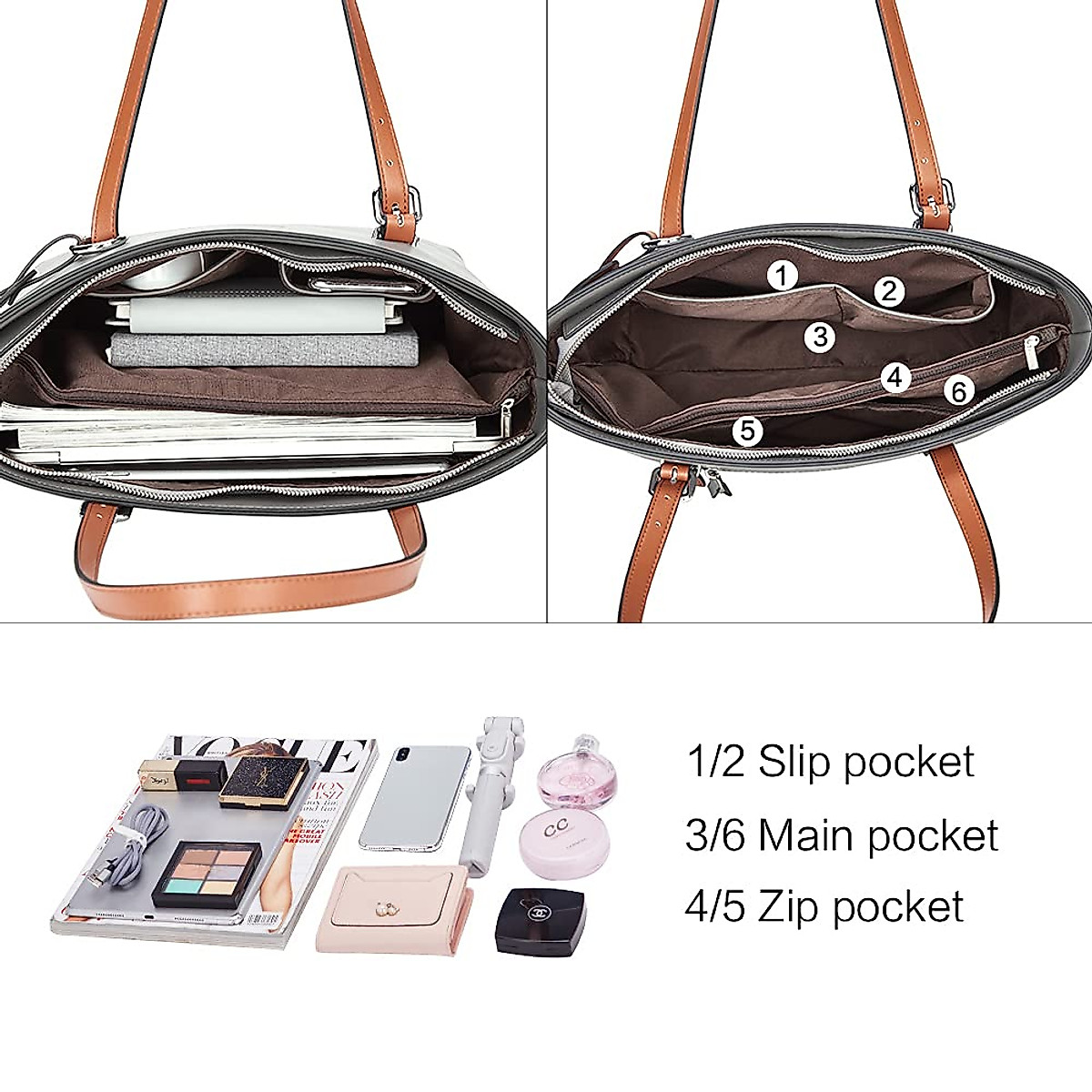 WESTBRONCO Vegan Leather Purses and Handbags For Women,Travel Tote bag Large Shoulder Bag with zipper