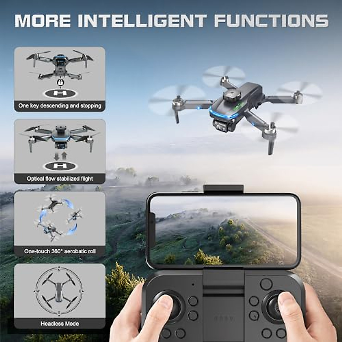 Mini Drone with Camera, Foldable Quadcopter for Kids and Beginners 1080P HD FPV with 2 Batteries, Altitude Hold, Headless Mode, One Key Take Off, Gesture Control, 360° Flip, Speed Adjustment, Kids Toy Easy to Play