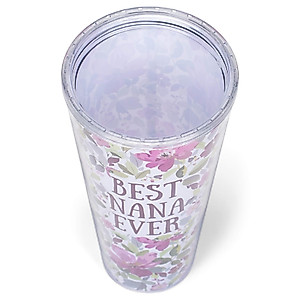 Mary Square Best Nana Ever Purple Salem Floral 24 Ounce Straw Tumbler with Goldtone Lid