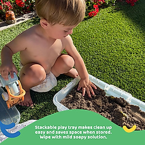 15Inch Portable Sensory Bin Play Tray with Lid, Fill with Water, Sand, Beads and More. Works with Moon Sand, Kinetic Sand, Orbeez Water Beads and More.