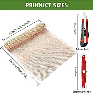 16" Square Shape Width Natural Cane Webbing, Rattan Webbing for Caning Projects, Woven Cane Roll for Furniture, Chair, Cabinet, Ceiling, Basket