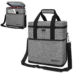 OPUX 6 Bottle Carrier Tote | Insulated Padded Wine Cooler Bag for Travel. Picnic, BYOB | Portable Leakproof Wine Tote Bag for Dinner, Party, Christmas, Wine Gift for Women, Men (Heather Gray)