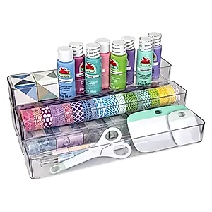 ArtBin 6959AG 2-in-1 Wall and Desktop Organizer, Stadium Wall-Mountable Desktop Organizer, Clear, 1 Organizer