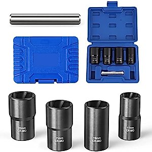 DOUARQ Twist Socket Set Lug Nut Remover Extractor Tool - 5-Piece Metric Bolt and Lug Nut Extractor Socket Tools