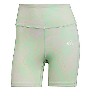 adidas Hyperglam AEROREADY Training High-Rise Marble-Print Tight Shorts Women's, Multicolor, Size S