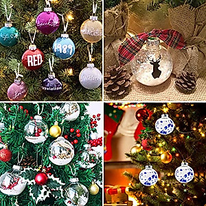 KIMOBER 24PCS Plastic Discs Ornaments,3.15 Inch Clear Flat Sphere Fillable Hanging Ornament Ball for DIY Craft Xmas Tree Decoration
