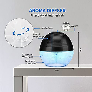 ap airpleasure Water-Based Purifier Air Washer, Revitalizer with 6 Colorful lights- Plus Lavender, Aqua Lily, Breathe Easy, Ocean Mist, Neverland, Water Hyacinth, 15ml Each