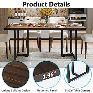 Tribesigns Dining Table Kitchen Table for 6,Farmhouse Kitchen Table for Dining Room, Industrial Rectangular Table with Steel Legs Metal Frame, Kitchen, Home Furniture (Brown)