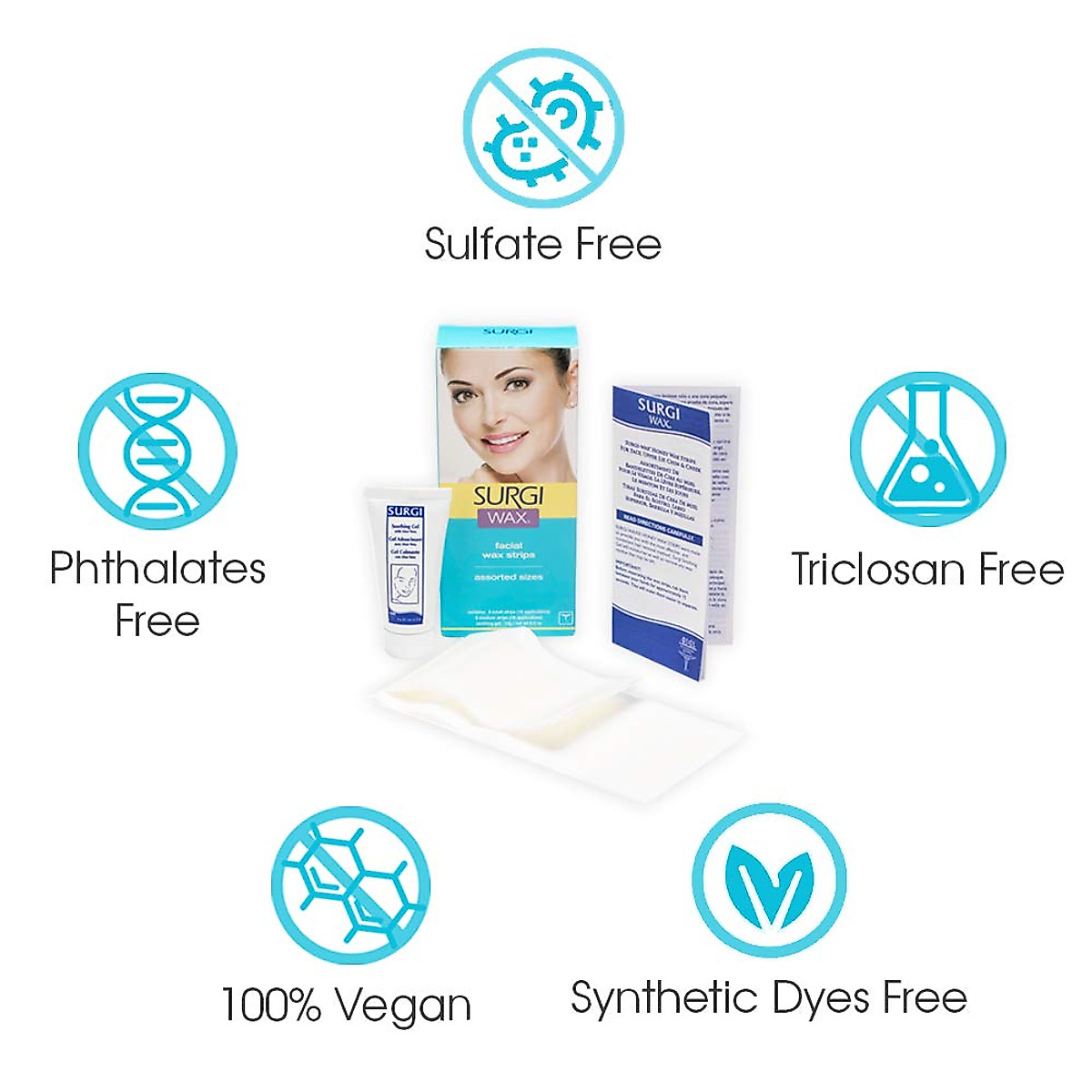 Surgi Facial Wax Strips, 2 sizes for Unwanted Facial Hair Removal, 2 pack