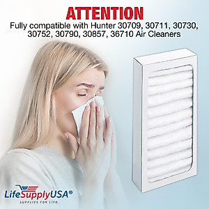 True HEPA Air Cleaner Filter Replacement 30963 Compatible with Hunter 30709, 30711, 30730, 30752, 30790, 30857, 36710 Air Cleaners by LifeSupplyUSA
