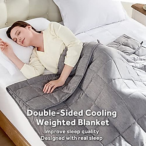 Silkyrest Cooling Weighted Blanket for Adults 15lbs 60" x 80" Queen Size Double-Sided Heavy Blanket for Sleeping Breathable Microfiber Material with Glass Beads for Summer, Gifts for Men Women, Grey