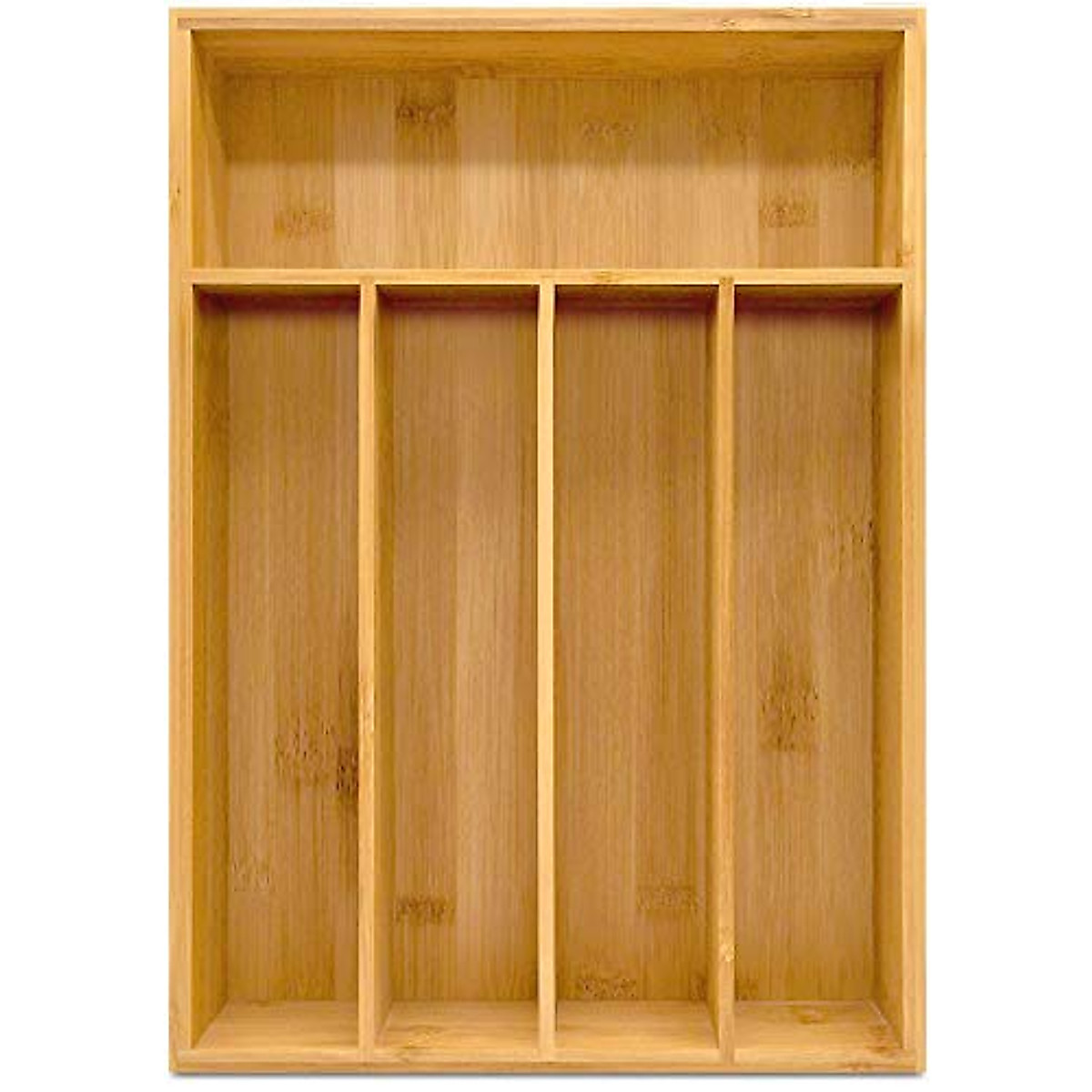 Bamboo Organizer 2 Piece Set – 8 and 5 Compartment Expandable Makeup Drawer - Drawer Dividers Organizer - Adjustable Drawer Holder for Kitchen, Silverware, Flatware, Living Room and Utensils (Natural)