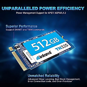 INLAND M.2 2242 512GB SSD NVMe PCIe Gen 3x4 Internal Solid State Drive 3D NAND TLC Read/Write Speed Up to 2,400/1,700 MB/s