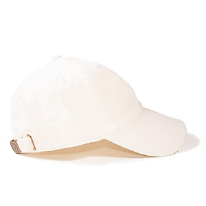 Plaid Suede Womens Mens Corduroy Hat for Men Casual Everyday Baseball Cap with Adjustable Straps (Off White)